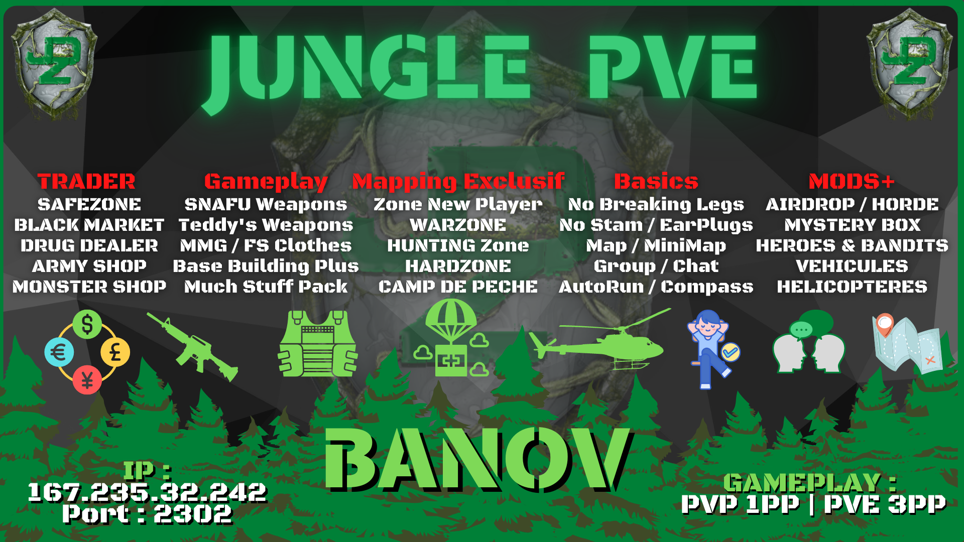 JUNGLE DayZ | FR/EN | 5 Serveurs | MultiGameplays | Banov/DeerIsle ...